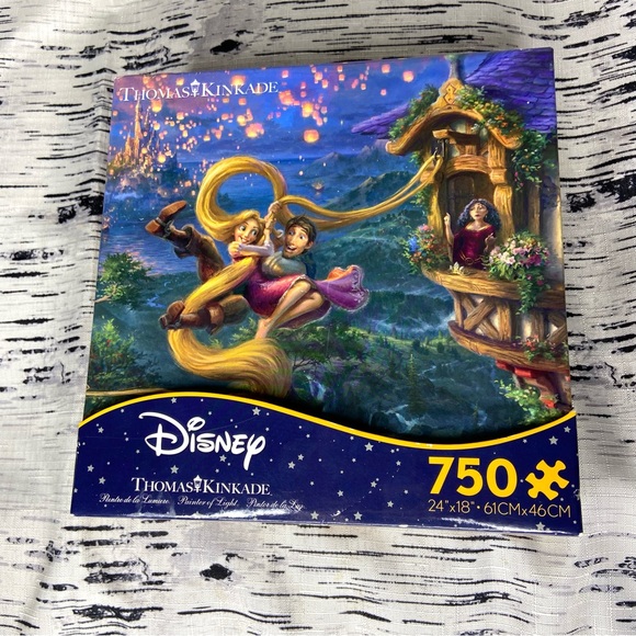 Disney | Toys | Disney Tangled Thomas Kinkade Puzzle 75 Piece 24 X 8 ...